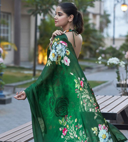 Satrani Floral Satin Saree